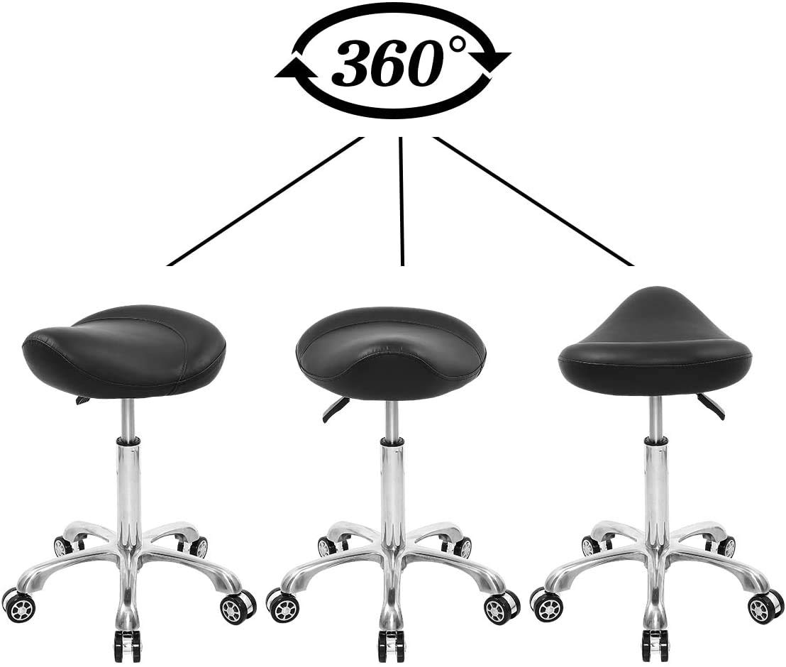Nazalus Saddle Stool Chair Hydraulic Rolling Swivel Adjustable Stool for Salon Spa Beauty Massage Dental Clinic Home Office Use