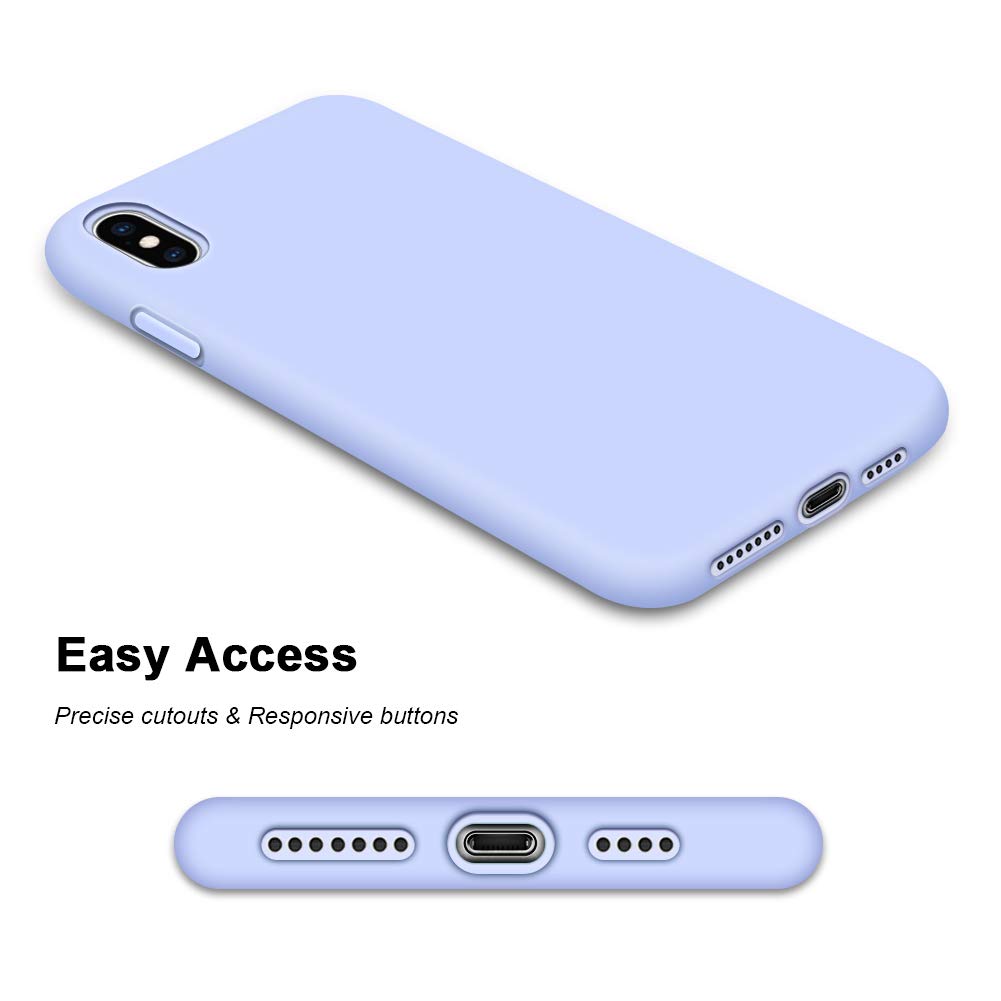 iPhone Xs Max Case, Anuck Soft Silicone Gel Rubber Bumper Case Anti-Scratch Microfiber Lining Hard Shell Shockproof Full-Body Protective Case Cover for Apple iPhone Xs Max 6.5" 2018 - Light Purple
