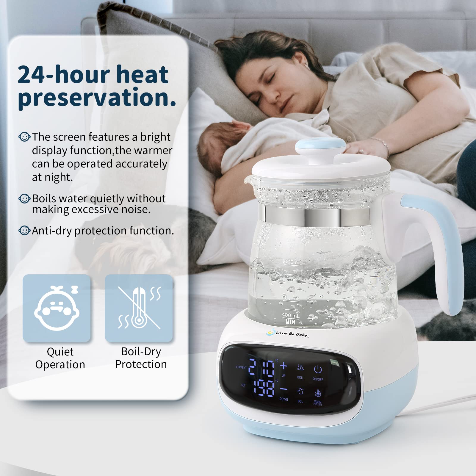 Little Bo Baby Instant Warmer, Bottle Warmer One Button Formula Temperature Instant Water Warmer Multi-Function Intelligent Warmer Formula Dispenser Machine Warmer