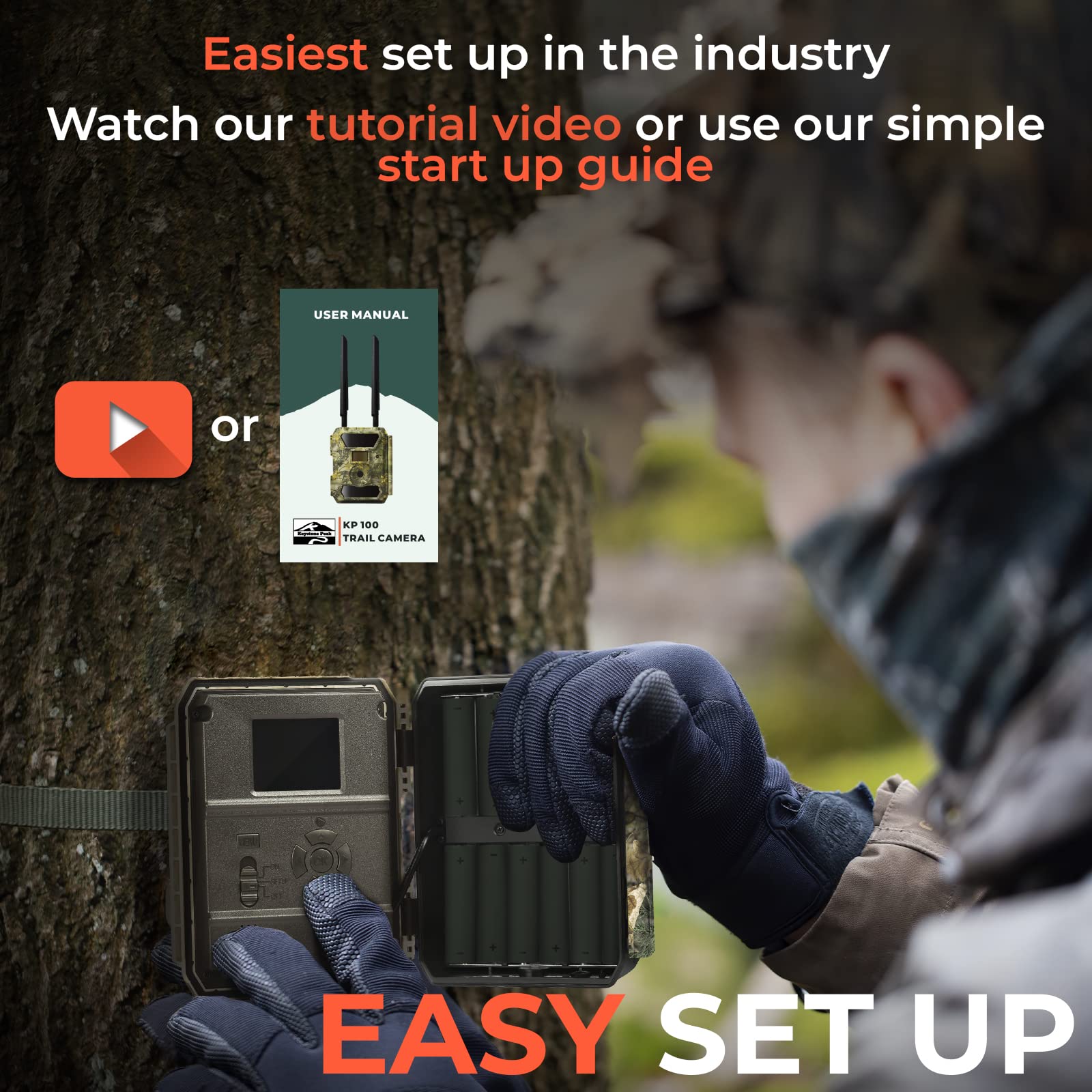 KP 100-4G LTE Wireless Cellular Trail Camera - New 2024 - Motion Activated Hunting & Game Camera - Photos &Video to Any Phone - 5 Year Warranty - (AT&T ONLY)
