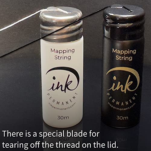 Ink Permanent White Brow Mapping String [100 Ft Bottles - 30 m] Pre-Inked Mapping String for Permanent Makeup and Microblading Supplies | Brow Mapping Kit | Mapping String for Brow Mapping (White)