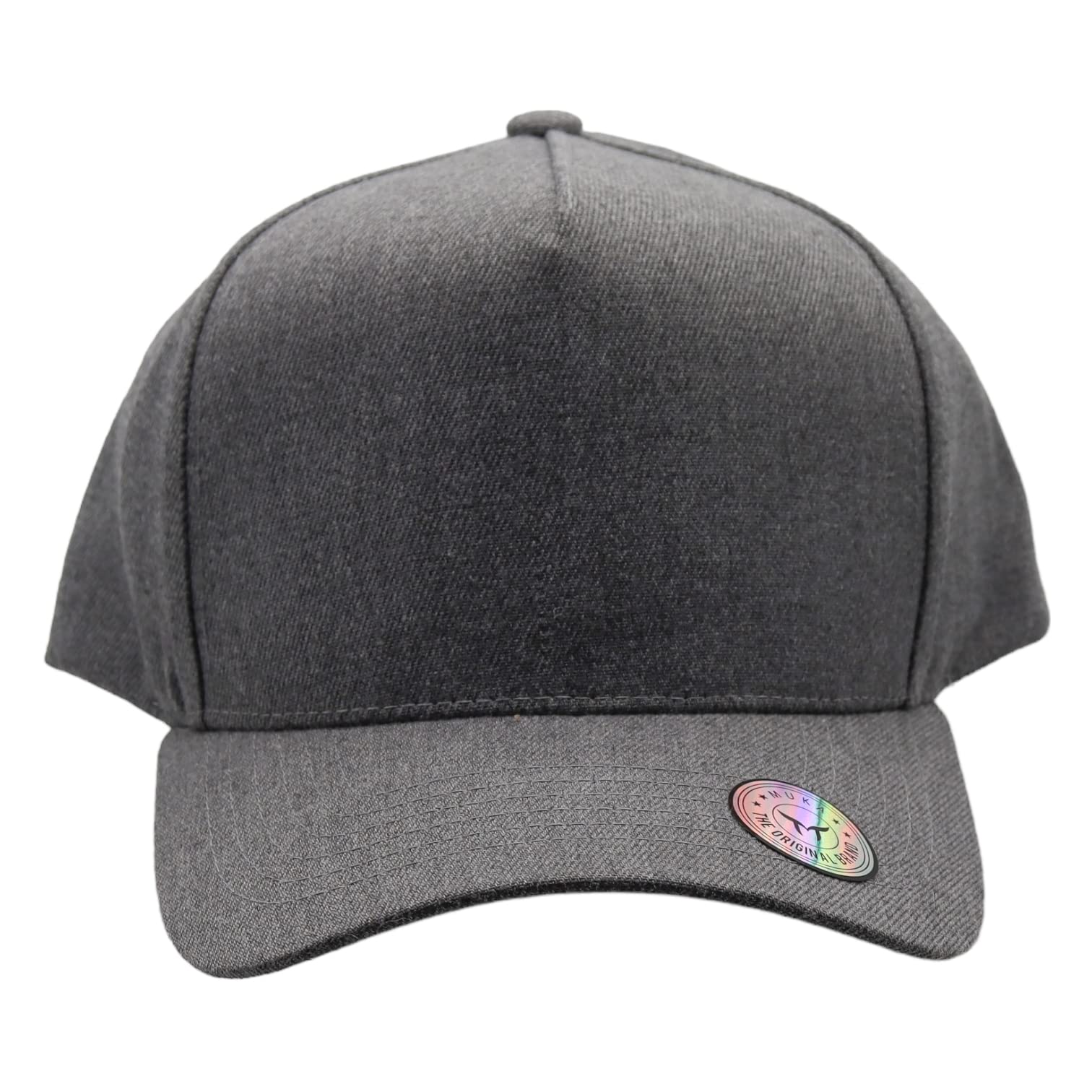 Muka 5 Panel Hats Structured Baseball Cap A- Frame Solid Cotton Twill Hat High Profile Golf Hat Adjustable Snapback Hat (Black)
