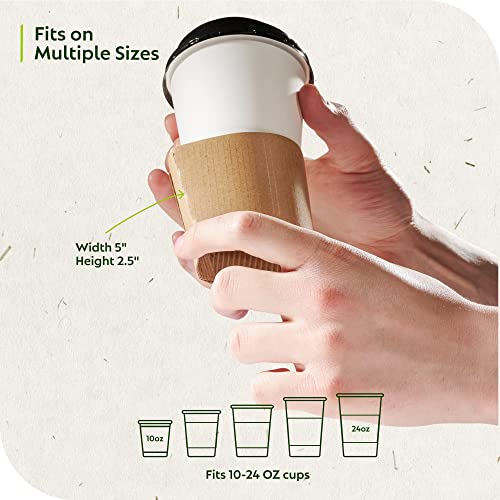 Kraft Paper Hot Cup Sleeve Jacket Holder | Corrugated Cardboard Protective Hot And Cold Insulator | Espresso Coffee Milk Tea Beverage And Hand Protector Fits 12/24oz Paper cups (Kraft, 200)