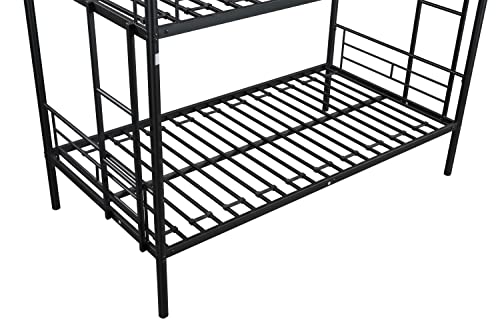 HomSof Metal Twin Over Twin Bunk Bed with 2 Side Ladders,Made of Heavy Duty Steel, for Kids Teens Adults,Black