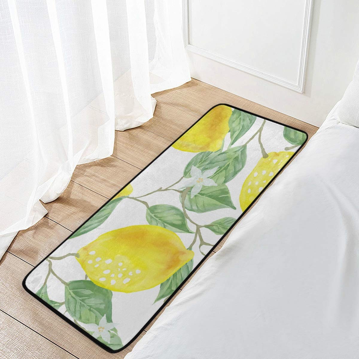 Lemon Kitchen Rug Fruits Runner Rug, Door Mat Bath Rug Home Decor Floor Mat Non-Slip Carpet for Kitchen Living Bedroom 39 x 20 Inch