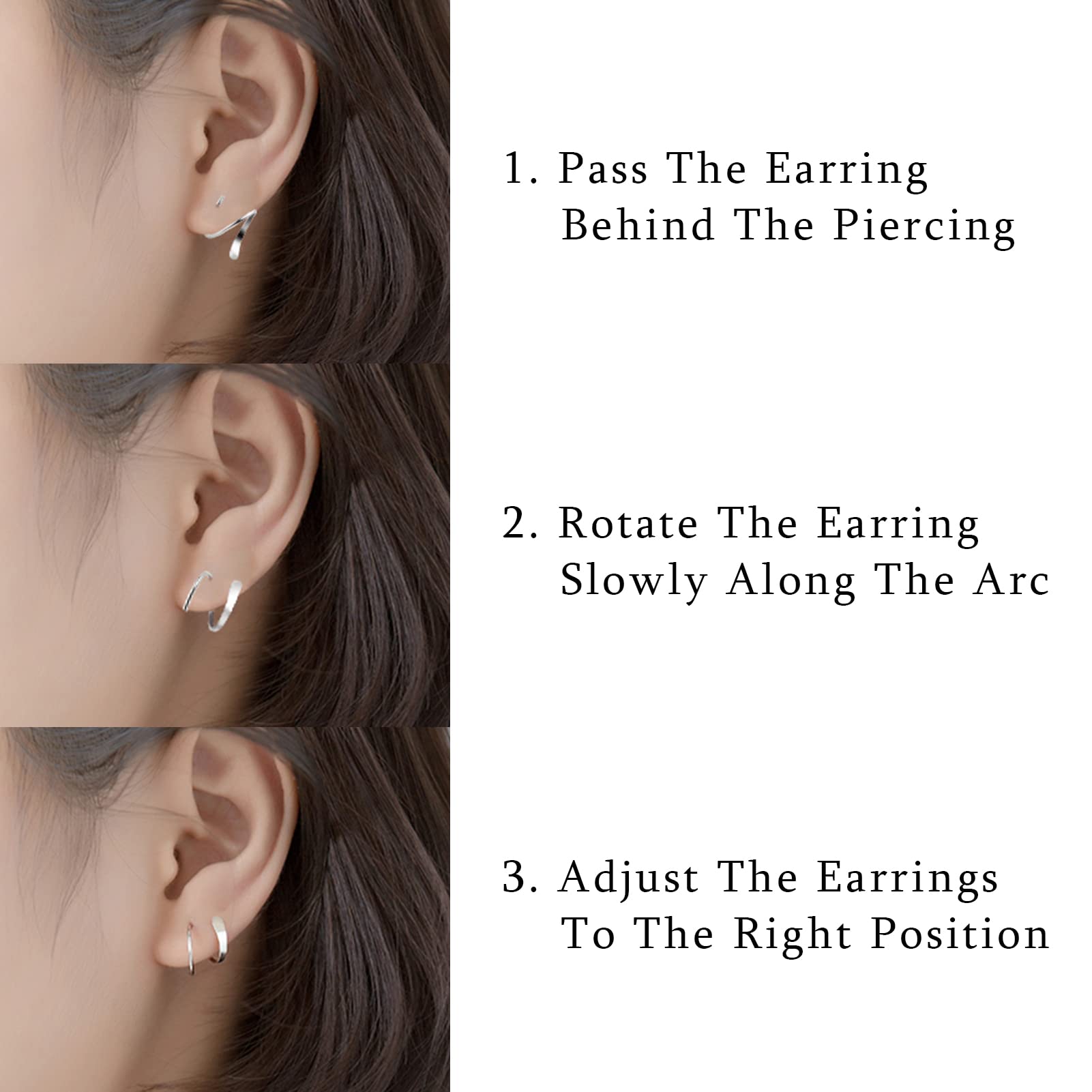 Linbiwer Spiral Hoop Twist Double Earrings Double Piercing Earring Cartilage Piercing 925 Silver Hoop Earrings For Women