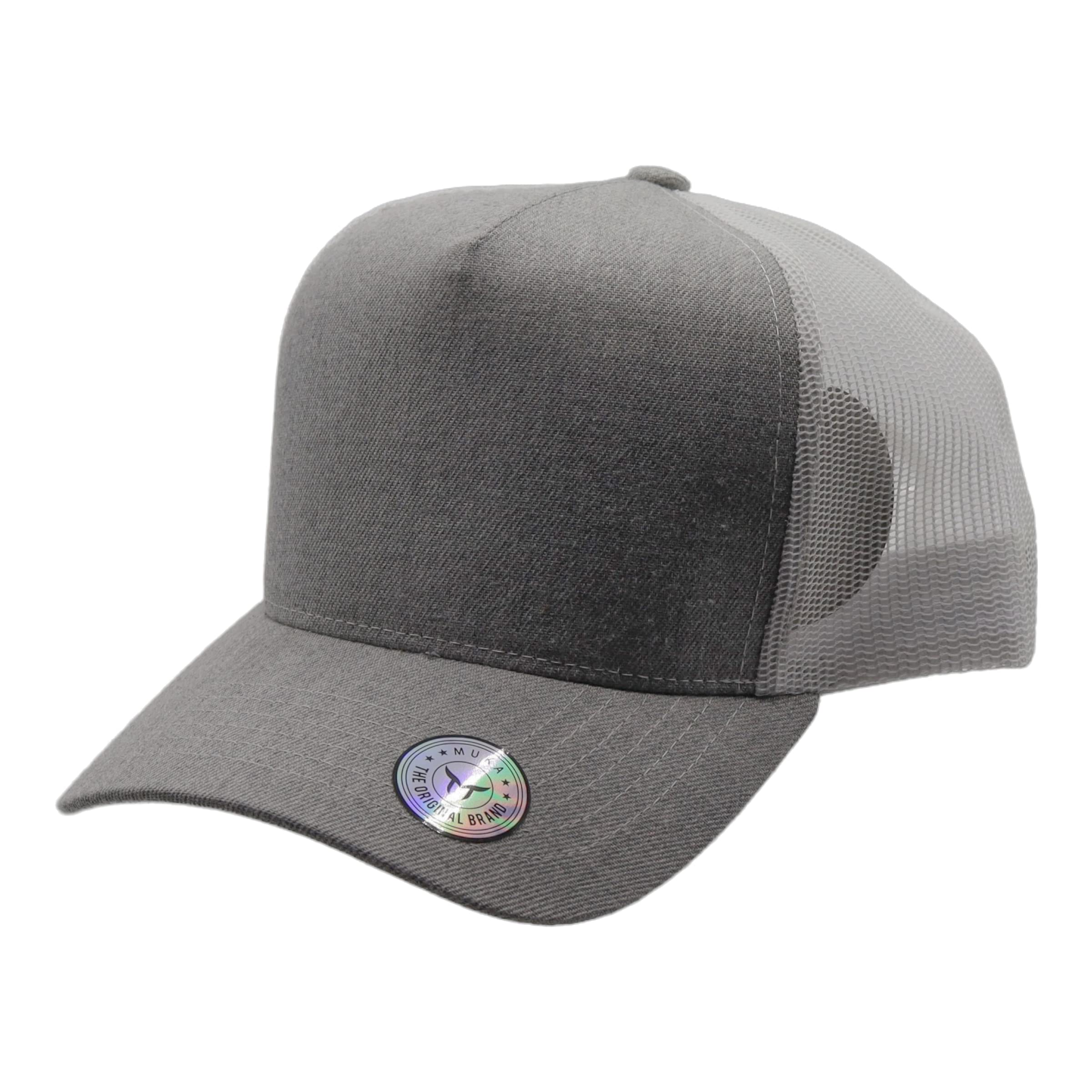 Muka Plain Trucker Hat for Men Adjustable Snapback Mens Trucker Hats Justin Bieber Hat Retro 5 Panel High Crown Mesh Back (Brown)