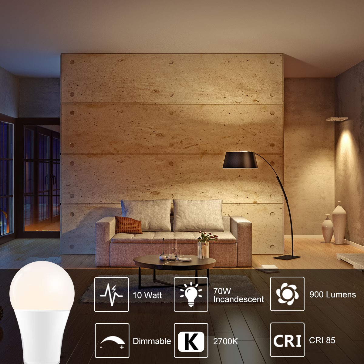 ILC Color Changing LED Light Bulbs, 70W Equivalent, 2700K Warm White A19 E26 Screw Edison Base RGBW Dimmable - 12 Color Choices - Timing Infrared Remote Control Included (2 Pack)