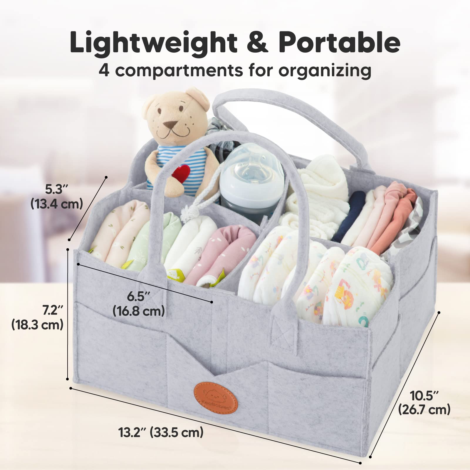 KeaBabies Baby Diaper Caddy Organizer and Portable Diaper Changing Pad - Large Baby Organizer - Waterproof Foldable Baby Changing Mat - Diaper Organizer For Changing Table - Travel Diaper Change Mat