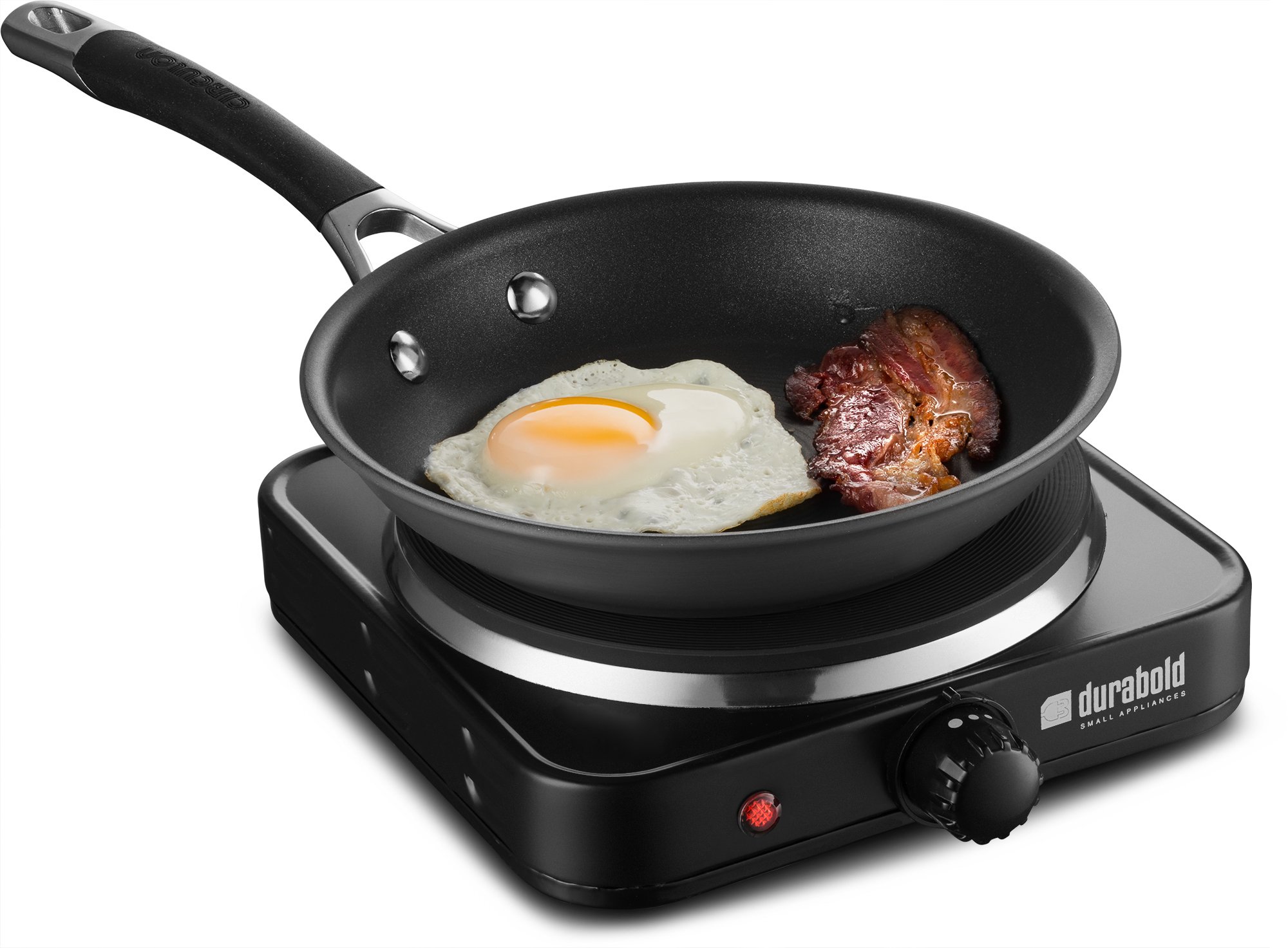 Kitchen Countertop Cast-Iron Single Burner - Stainless Steel Body β Sealed Burner - Ideal for RV, Small Apartments, Camping, Cookery Demonstrations, or as an Extra Burner β by Durabold