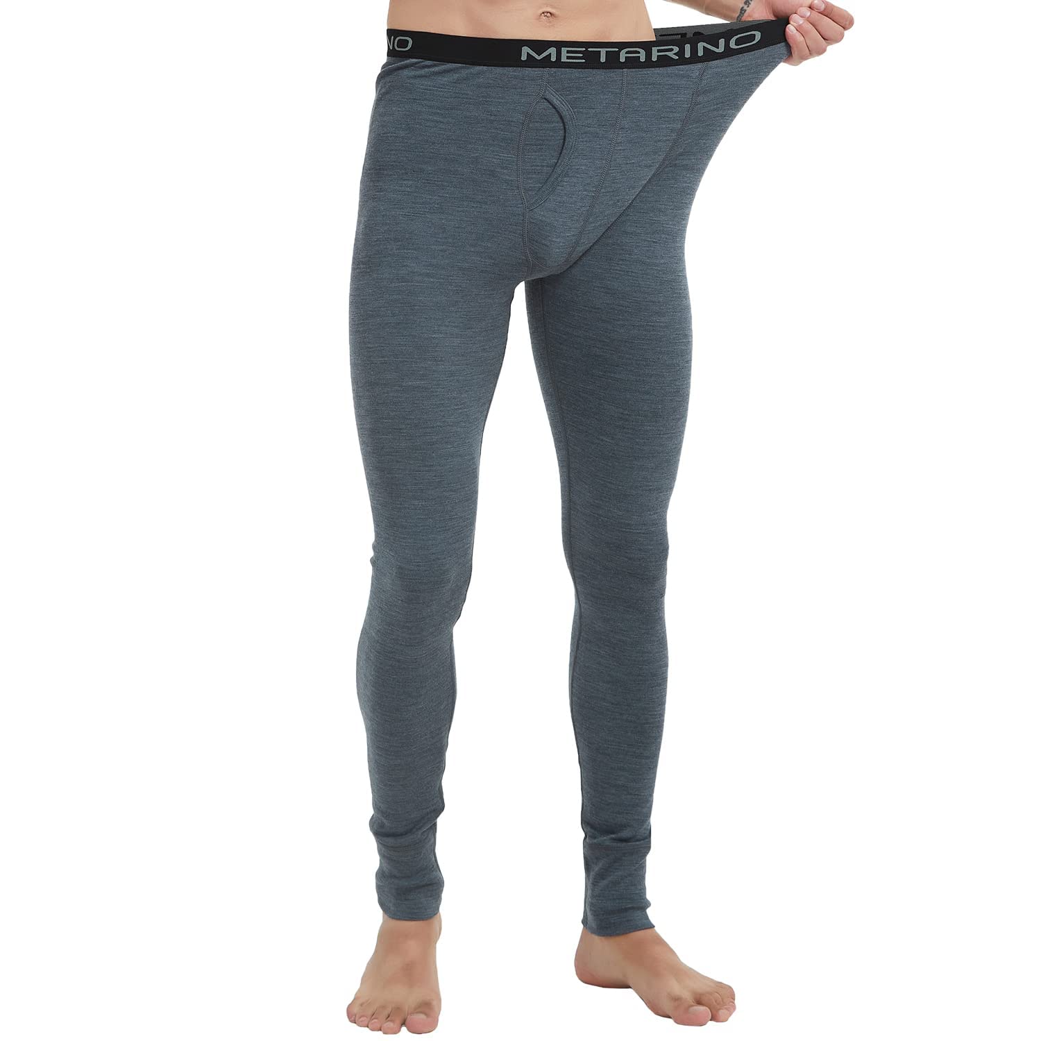 METARINO Merino Wool Base Layer Thermal Pants Men,Midweight Long Underwear Leggings,Dark Grey,X-Large