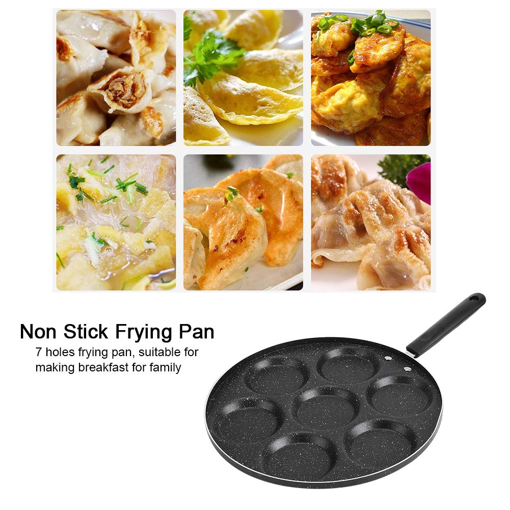 Mumusuki 7 Holes Frying Pan Non Stick Fried Eggs Cooking Pan Burger Kitchen Cookware Household Tool