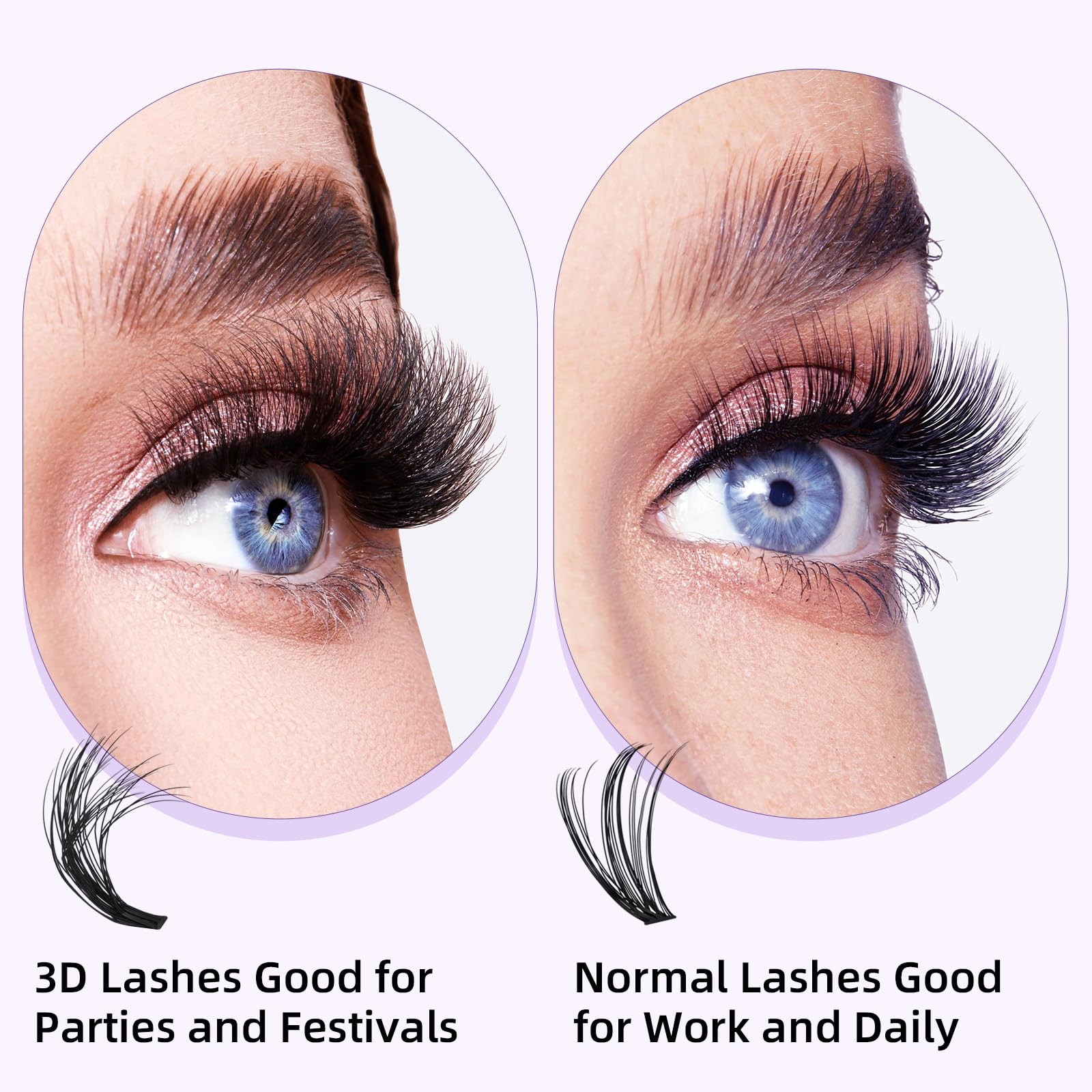 Lash Clusters 3D Individual Lashes 40D-0.07D-9-16MIX 300pcs Eyelash Clusters B&Q Cluster lashes 20D 30D 40D Eyelash Extension Fluffy Cluster Eyelash Extensions Wispy Lashes (Q40D-9-16MIX)