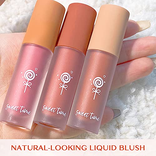 Matte Liquid Cream Blush Makeup Lightweight - Velvet Mousse Texture, Breathable Feel, Sheer Flush Of Color, Natural-Looking, Blush Stick for Cheek, Advanced Hazy Feeling(#01#02#03)