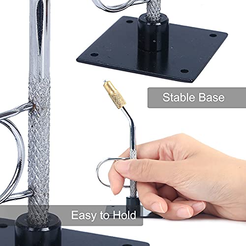 JEROME Portable Fly Tying Vise with Base Rotary C-Clamp Fish Tackle Kit Travel Alloy Fly Fishing Tackles Hook Binding Tool, Silver&black&gold