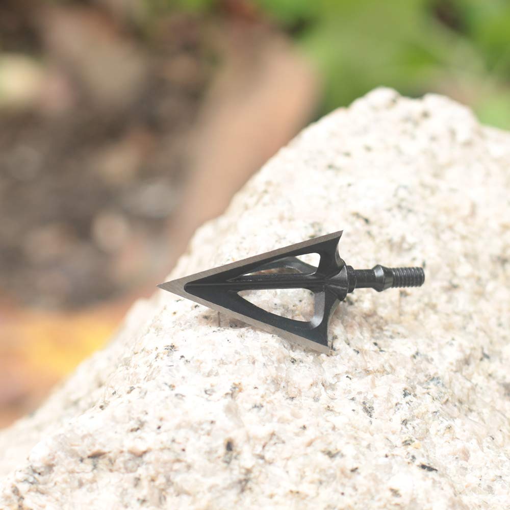 JIANZD Broadheads 100 Grain Fixed Blades Stainless Steel Hunting Broadhead Arrow Tips Pack of 6 Pcs Archery Arrow Heads for Crossbow Recurve Bow and Compound Bow