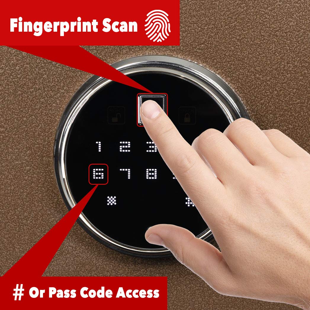 Intact Compact Quick Access Biometric Fingerprint Gun Safe With Nex-Gen Full Keypad Module Tall Bronze
