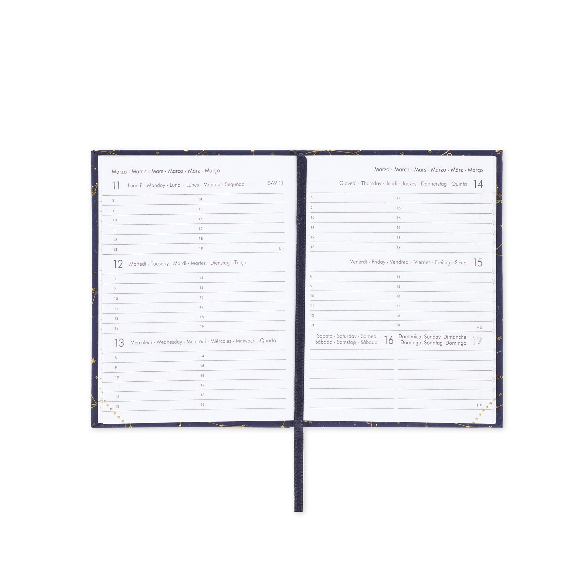 Legami - Mini Weekly Photographic Diary, 12 Months, from January 2024 to December 2024, Elastic Closure, 6 Languages, Monthly Planner January 2025, Address Book, Holiday Plan, 8x11 cm, Stars Theme