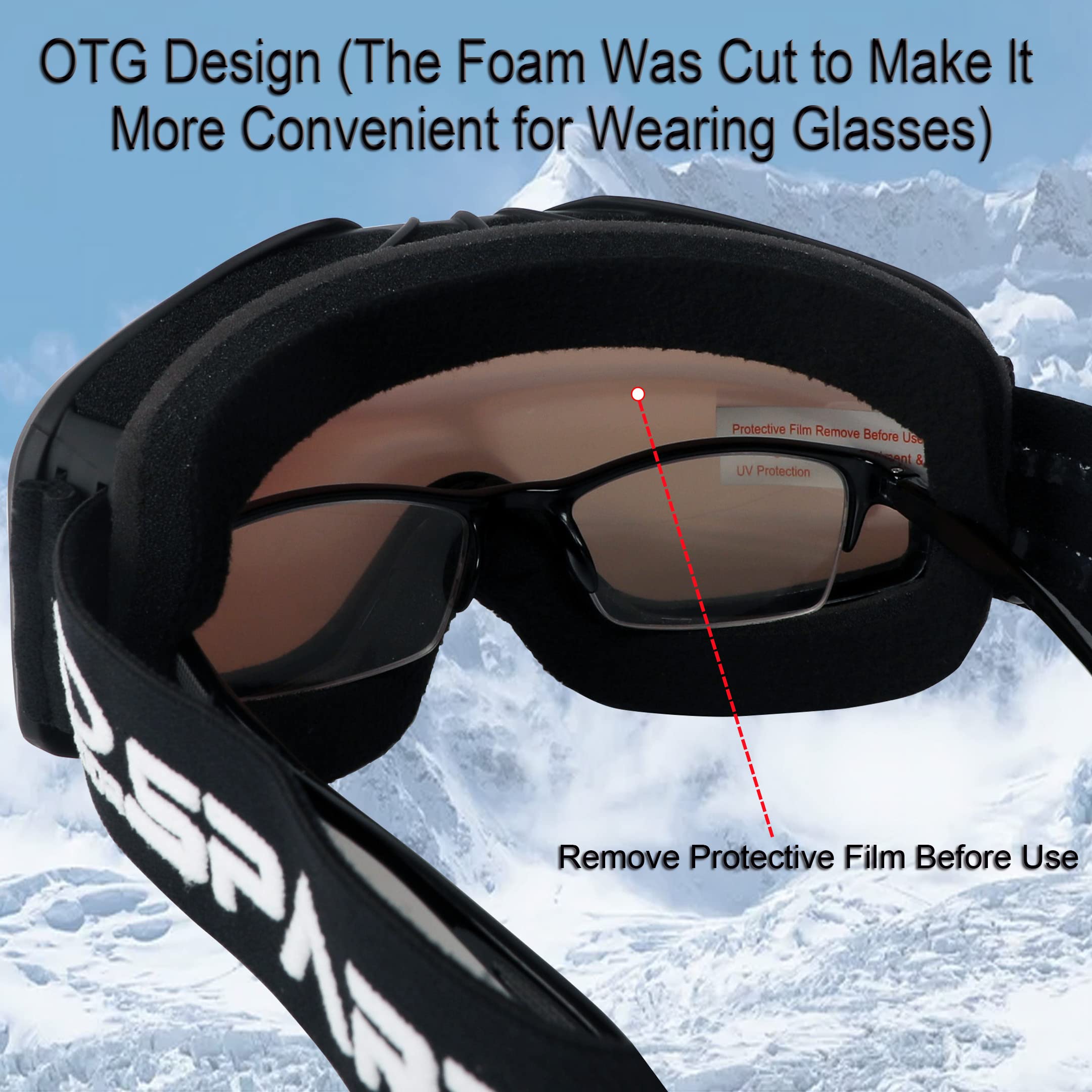 OUTDOOR SPARTA Snow Sports Goggles Ski Goggles Snowboarding Goggles (1. Black Frame, Full Lens Revo Gold Coating)