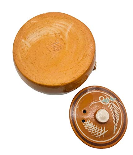 Olla De Barro Frijolera w/ Lid 3.5 Qt. Canterito Cazuela Traditional Floral Decorative Artisan Artesania