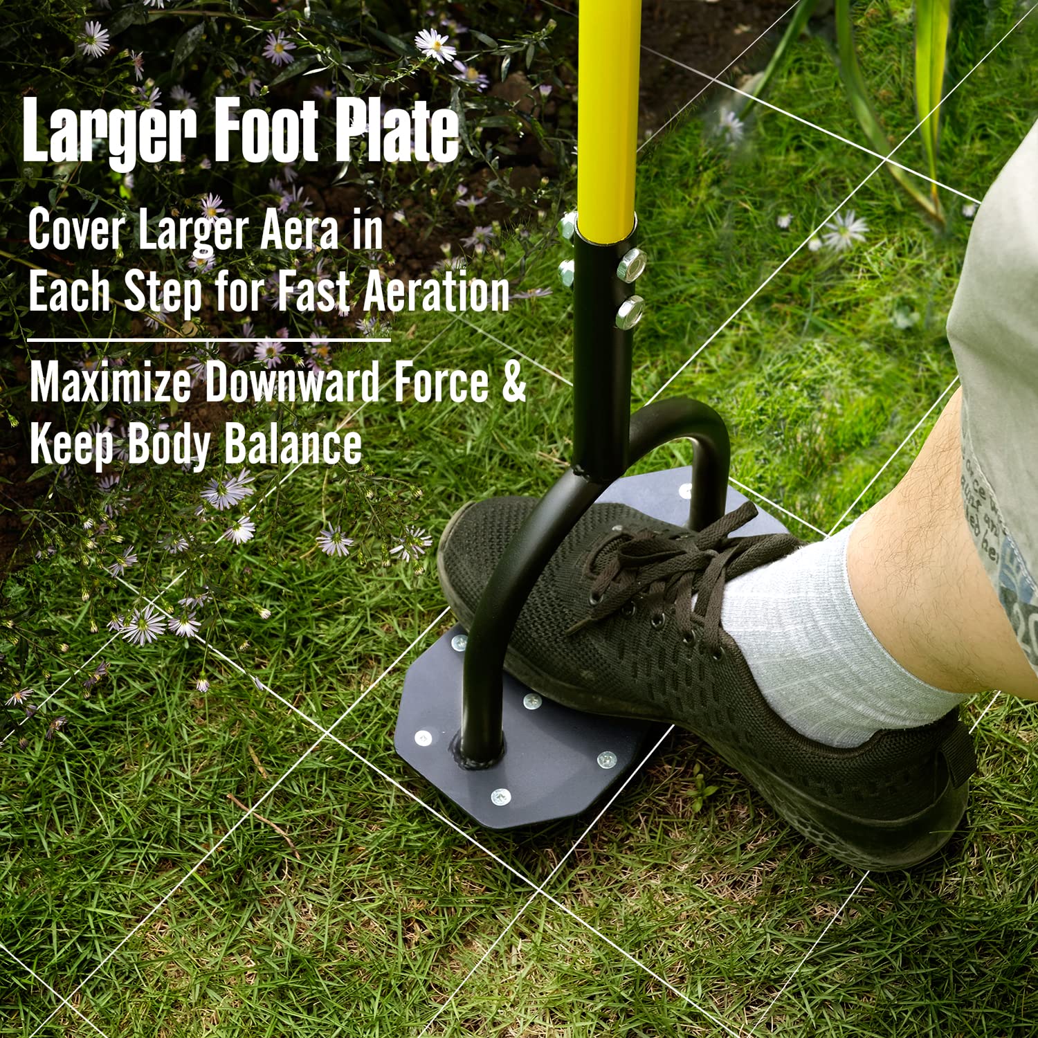 Jardineer Spike Lawn Air Aerator - Grass Aerator Lawn Tool with Spare Spikes, Manual Yard Aerator for Lawn, Garden Aerator Tool for Compact Soil