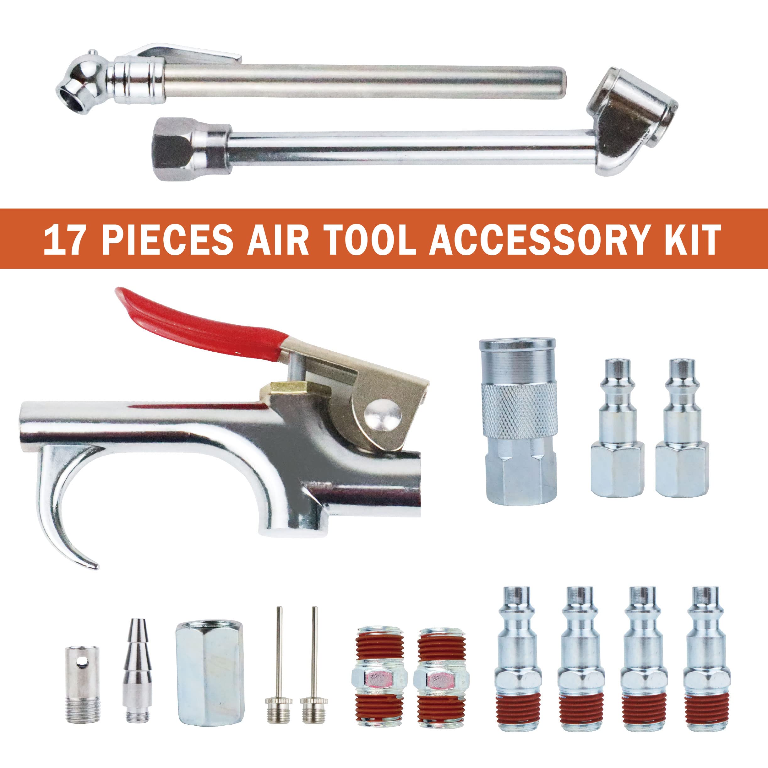 MELPRISU 17 Pieces Air Tool Kit 3/8" X 25ft PVC Air Compressor Hose Kit Air Compressor Accessories Kit