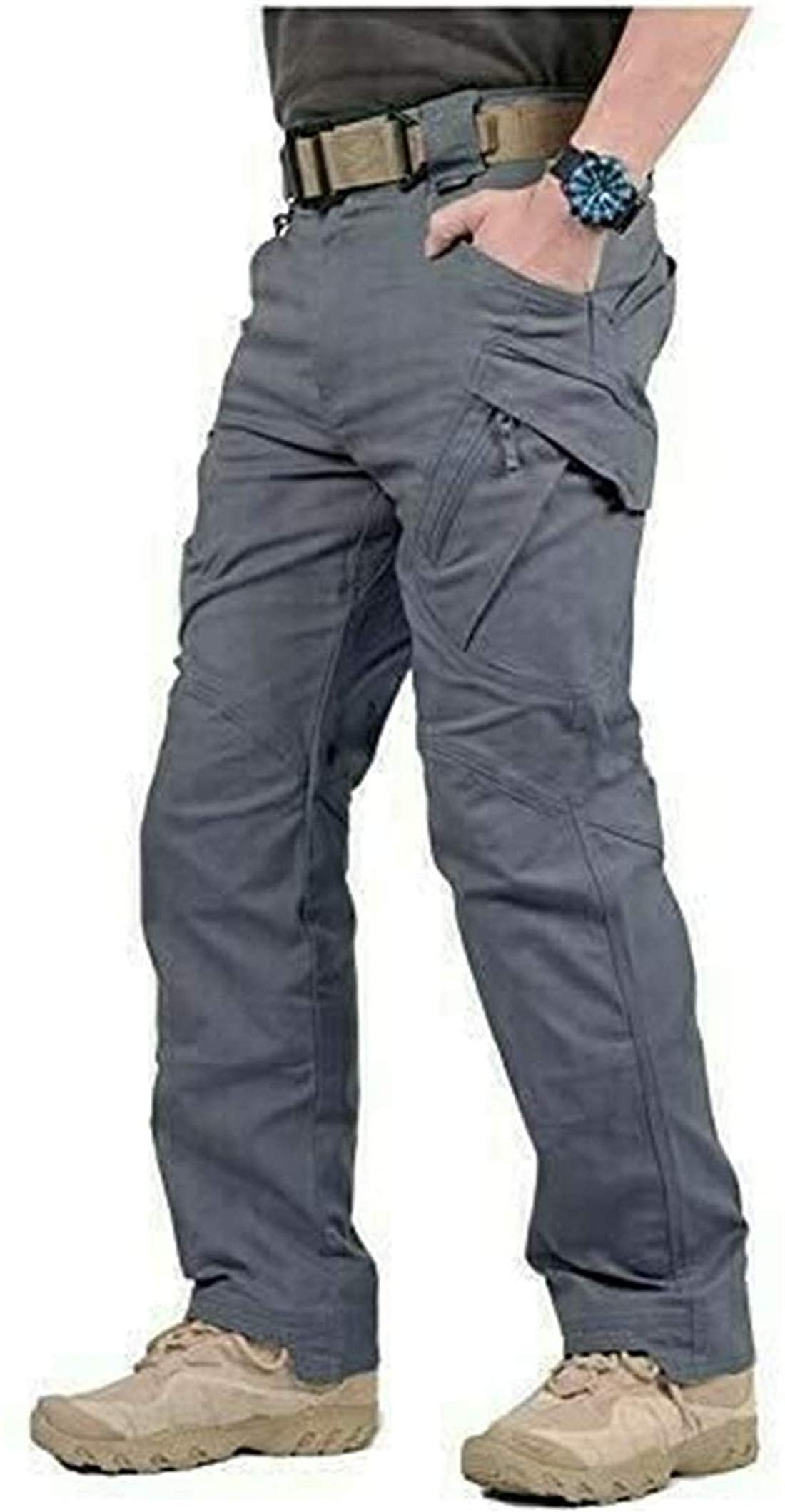 LELEBEAR 2021 Upgraded Tactical Waterproof Pants, Mens Waterproof Hiking Tactical Trousers for Combat Outdoor Hiking (Gray, XX-Large)