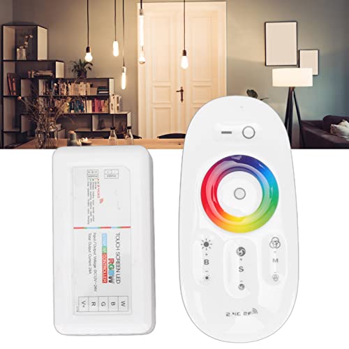 LED Strip Light Dimmer, LED Remote Controller 2.4GHz Wireless RF Touch RGBW 7 Color Dimming Heat Dissipation DC12 to 24V for Lighting Devices