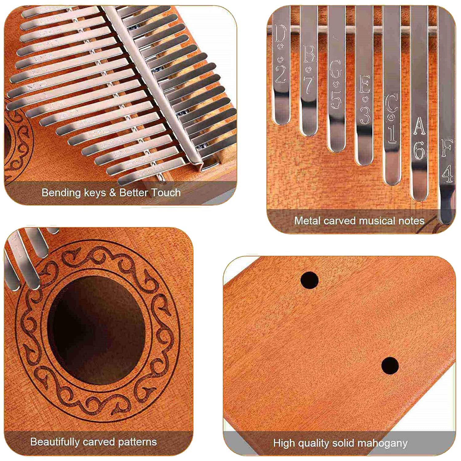Kalimba 17 Keys, LETSWON Thumb Piano with Portable Bag, Study Instruction, Song Book, tuning hammer for Beginners C Tone Tuned - Classical