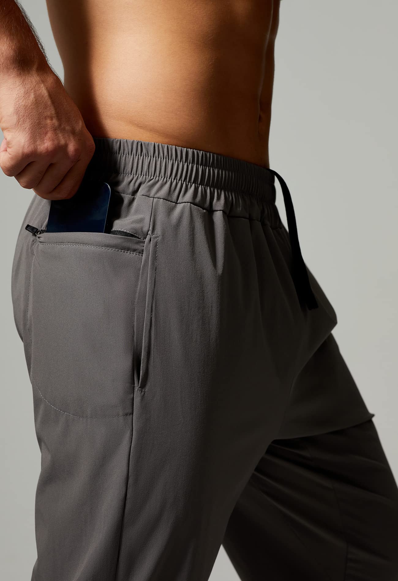 Men's 2 Pack Workout Gym Quick Dry Joggers Athletic Running Jogger Pants Tapered Training Sweatpants with Zipper Pocket Black Grey M