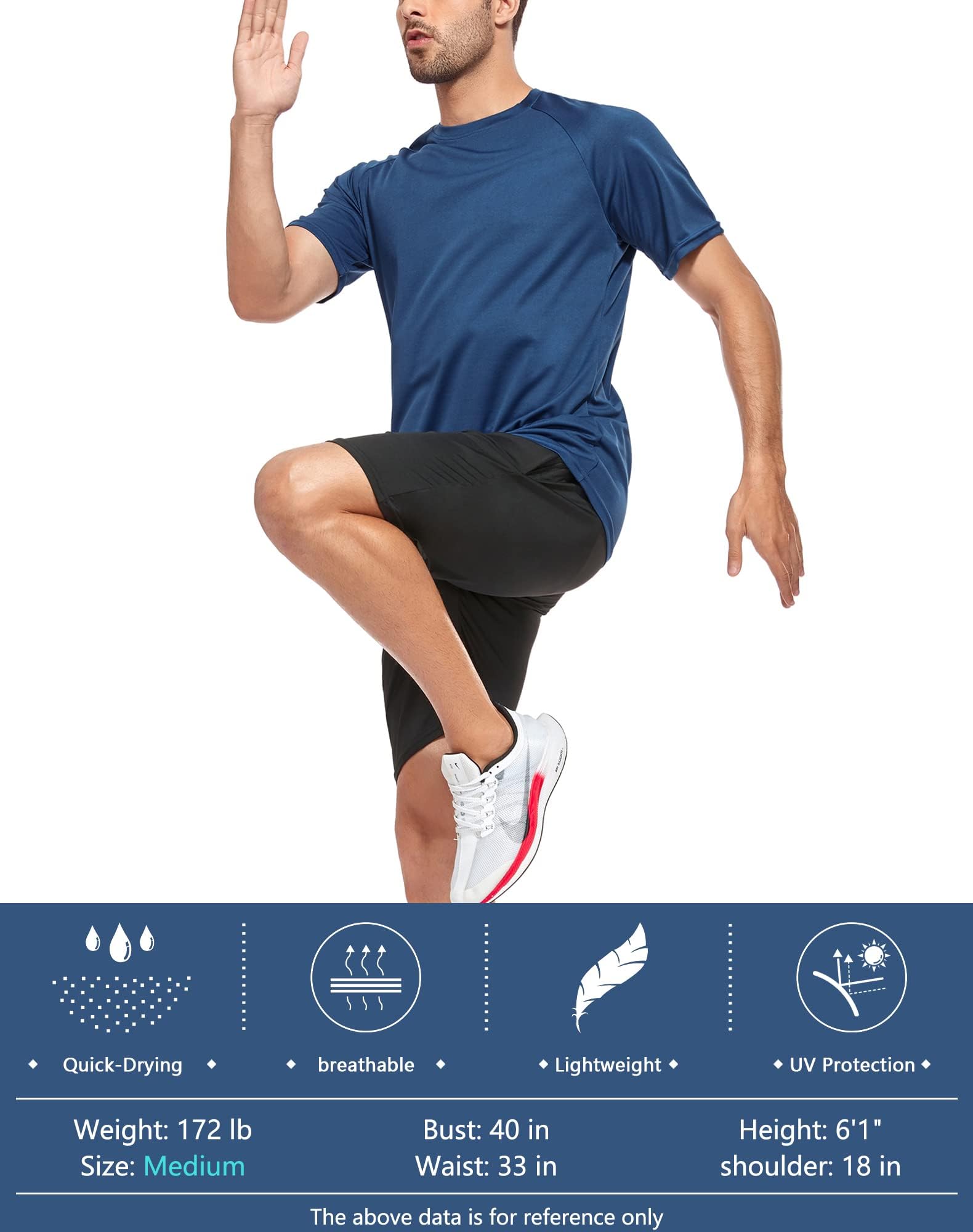 HOPLYNN 5 Pack Mesh Workout Shirts for Men Quick Dry Short Sleeve Athletic Dry Fit T-Shirt Moisture Wicking Black White Grey Blue Green L