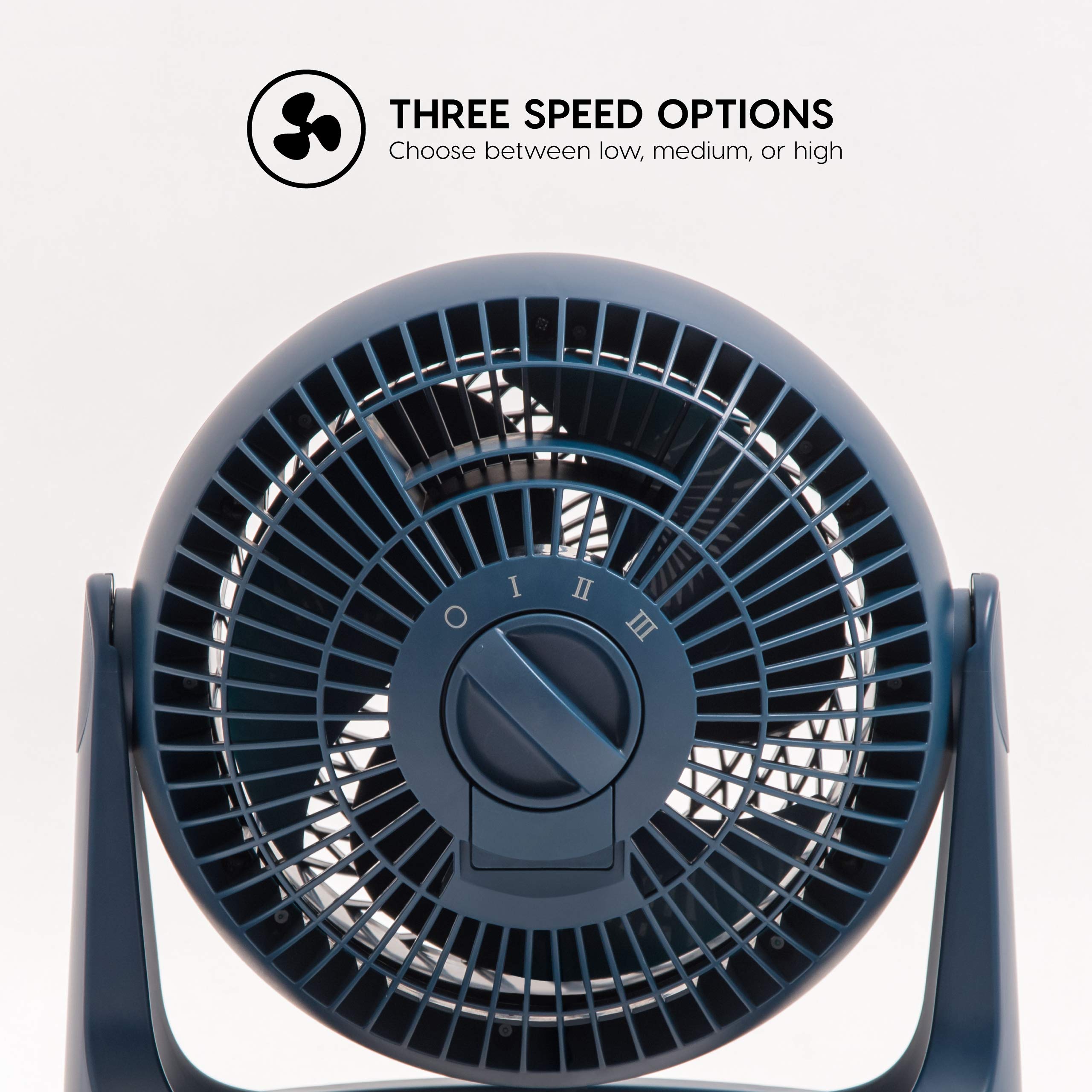 IRIS USA, Inc. WOOZOO Air Circulator Fan, Vortex Fan, Desk Fan, Portable Fan, 3 Speed Settings, 360 Tilting Head, 52ft Max Air Distance, Large, Navy