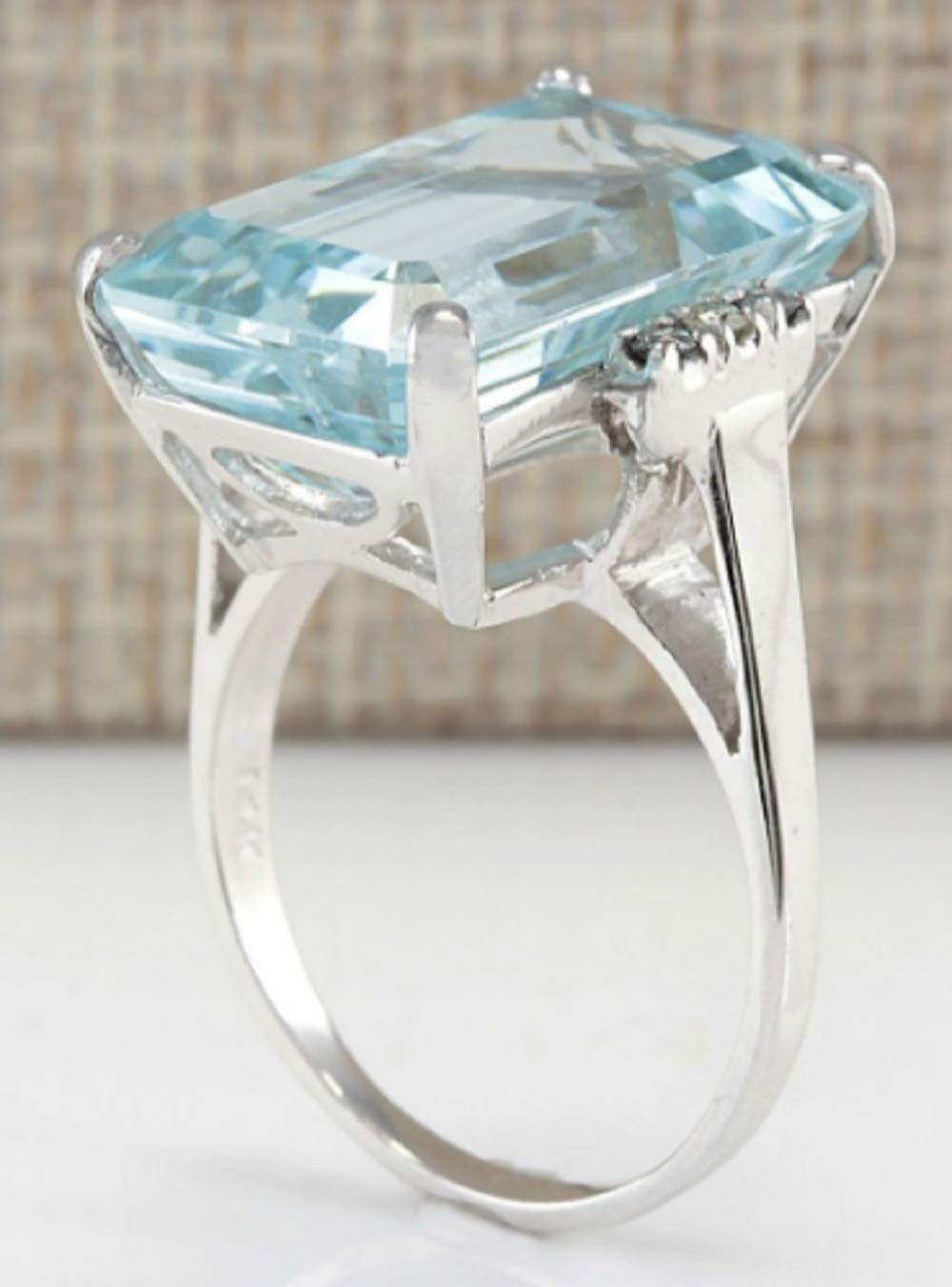 LVSHI Vintage Women 925 Silver Aquamarine Gemstone Ring CZ Cubic Zirconia Ring Wedding Jewelry Gift Size 6-11 (Size 11)