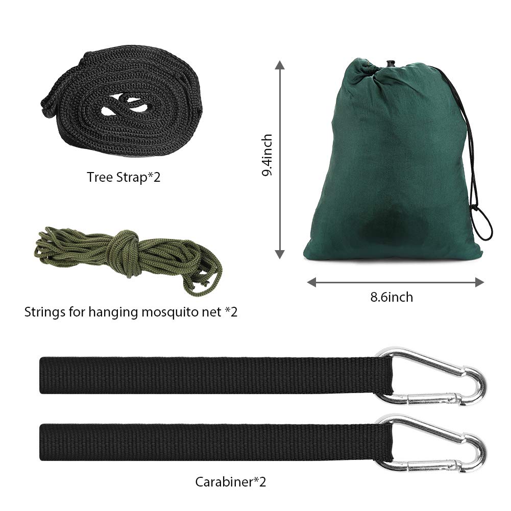 izBuy Camping Hammock with Net, Single & Double Outdoor Hammocks Portable Lightweight Parachute for Travel Hiking Backpacking