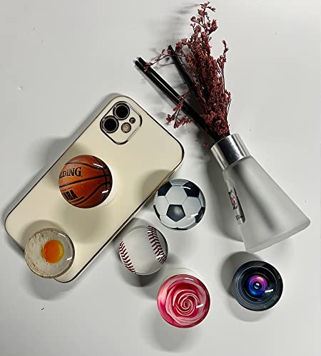 WUYULB Clear Glitter Pink Rose Flower Design Expandible Collapsible Mobile Phone Grip Cell Phone Stand Holder for Smartphones Cellphone Accessory