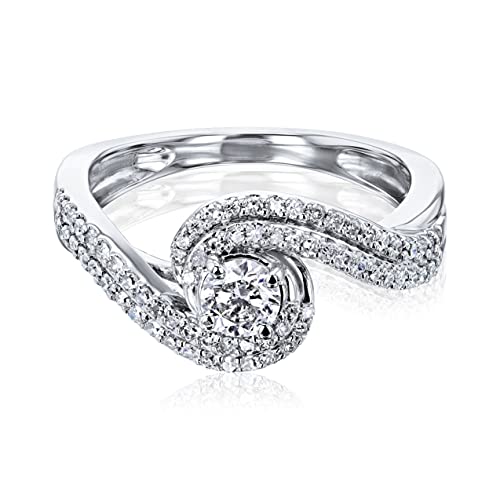 Kobelli Diamond Dual Wave Engagement Ring - white-gold / 10.0