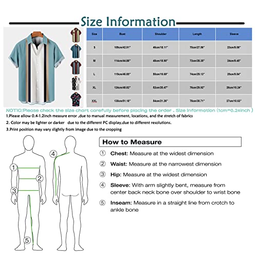 Mens Slim-Fit Blouses V-Neck Casual Printing Vacation Beach Shirts Short-Sleeved Button Down Open Front Tops Blue