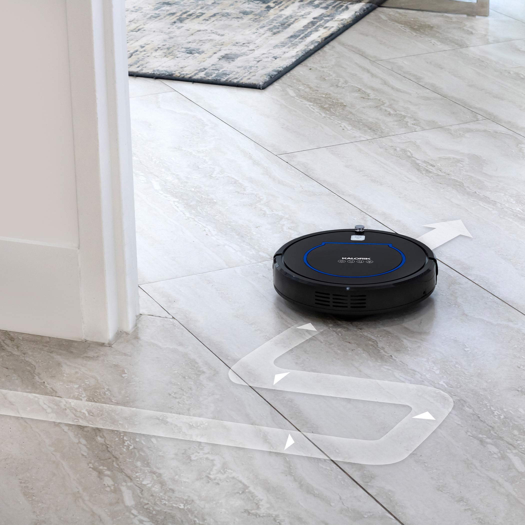 Kalorik Home Indoor Smart Robot Vacuum Pro with Ionic Pure Air Technology, Black and Blue