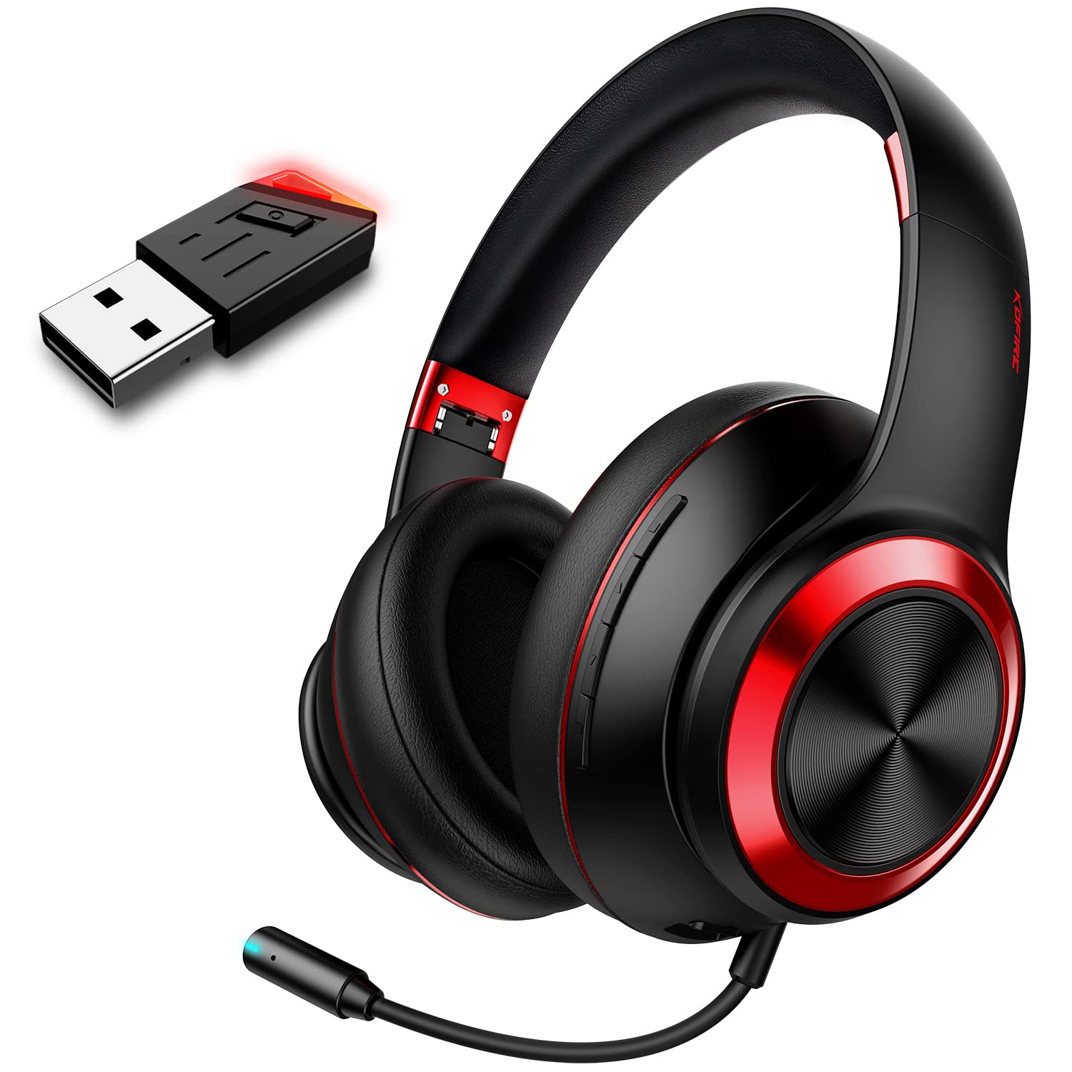 Kofire 2.4GHz Wireless Gaming Headset for PC, PS4, PS5, Nintendo TV, PC, 3.5MM Wired Mode for Xbox, 30 Hours Playtime Bluetooth Headphones w/HD/Mute Mic USB Adapter 38MS Low Latency, Comfy Soft Earpad