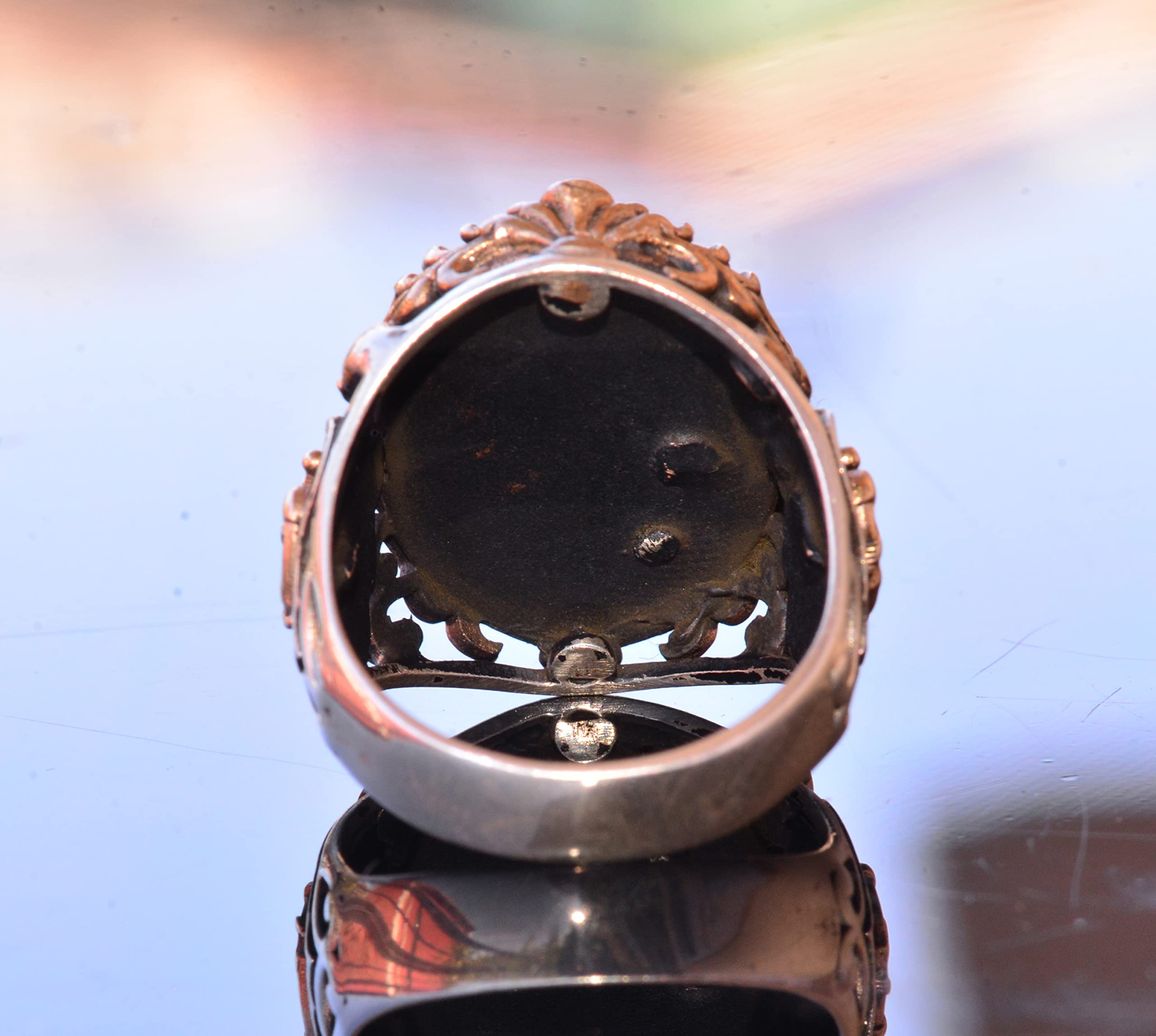 KAMBO Real Tiger Eye Gemstone Ring, Anchor Ring, Sailor Men Ring, 925 Solid Sterling Silver Ring (Jade)