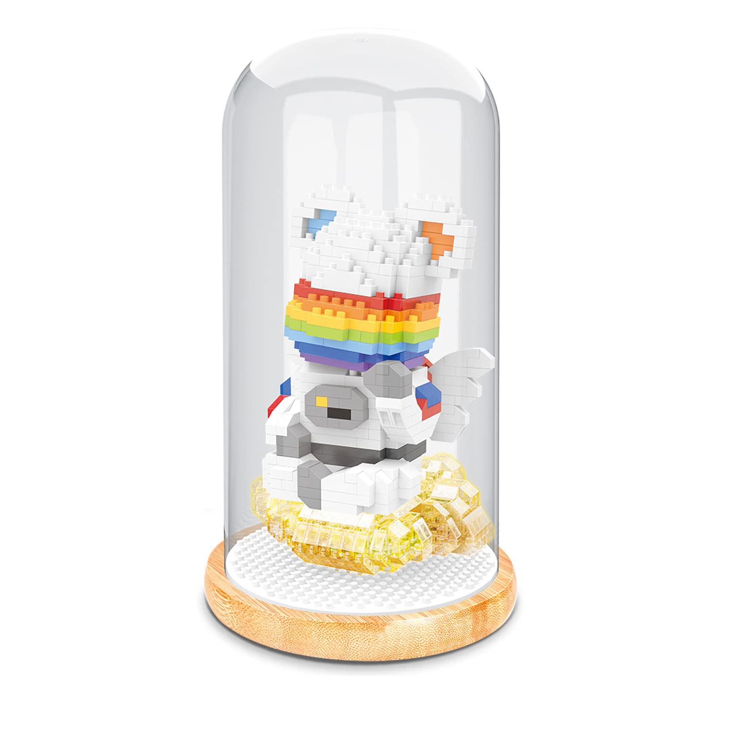 Micro Building Blocks Astronaut Model with Building Toys Mini Blocks DIY Bricks Toys Building Sets for Adults or Teens Gifts,Dust-Proof Dome Included (with Lights+Earth)