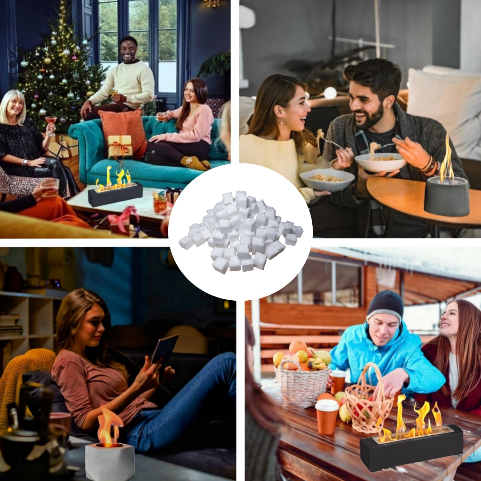 MAFERLIY 96 Pcs Small Ceramic Wool Wick for Tabletop Fire Pit, Suitable for Ethanol Fireplace Fuel,Carbon Felt Wick for Indoor Tabletop Fire Pit Bioethanol Fuel