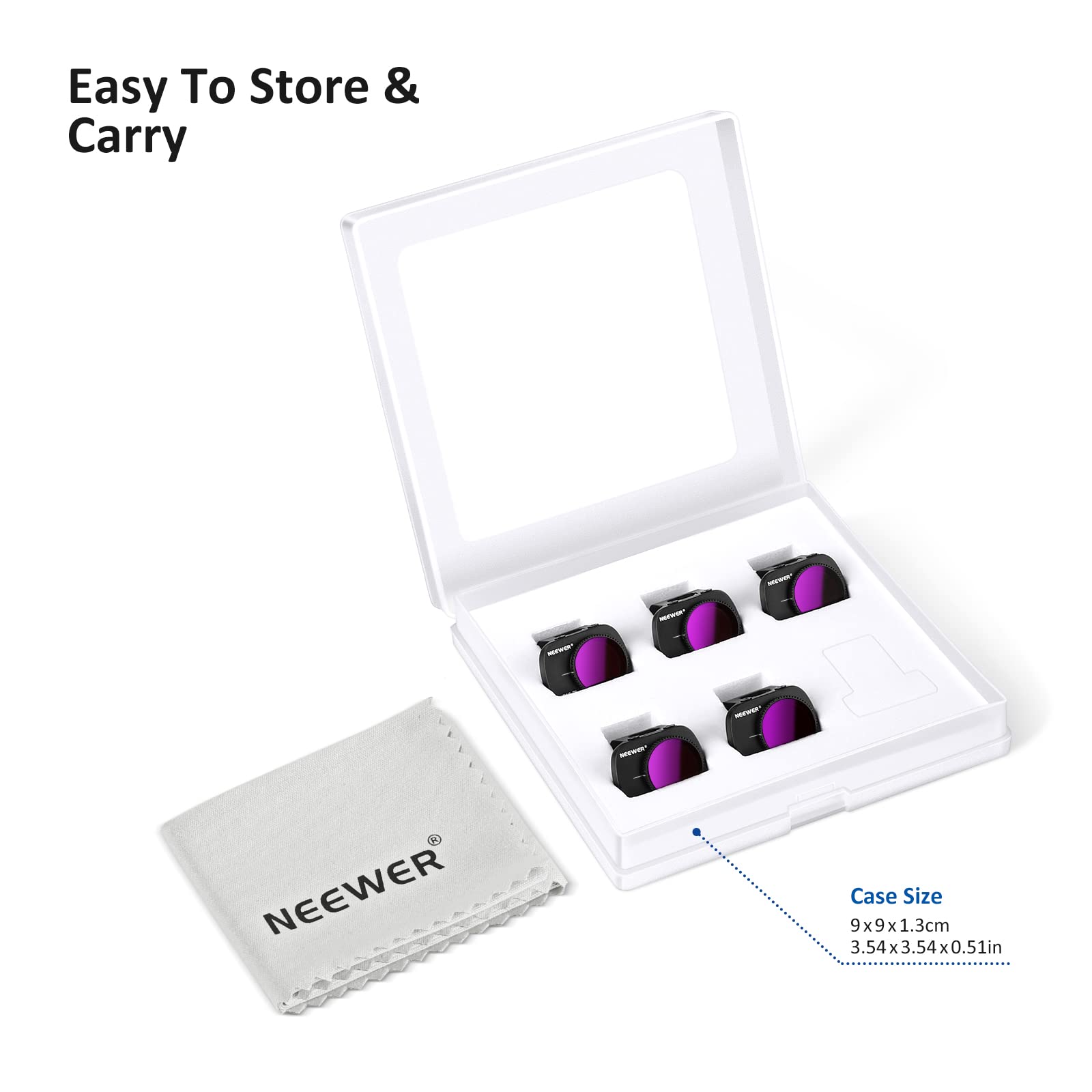 NEEWER ND Filter Set Compatible with DJI Mavic Mini/Mini 2/Mini SE/Mini 2SE Accessories, 5 Pack Polarizer ND Filters Include ND4PL ND8PL ND16PL ND32PL ND64PL
