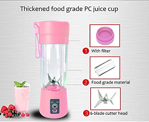 MuslimStreet Personal Blender for Shakes and Smoothies with Cup and Lid, Raspberry (Color : Black)