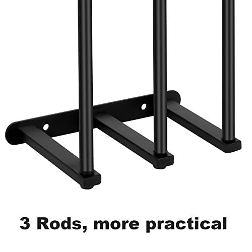 Towel Rack Wall Mounted, Towel Holder for Bathroom Wall, Minimalist Design for 3 Bar Towel Racks, for Bathroom, Camper Vans and Camper,for Folded Large Towel – Black