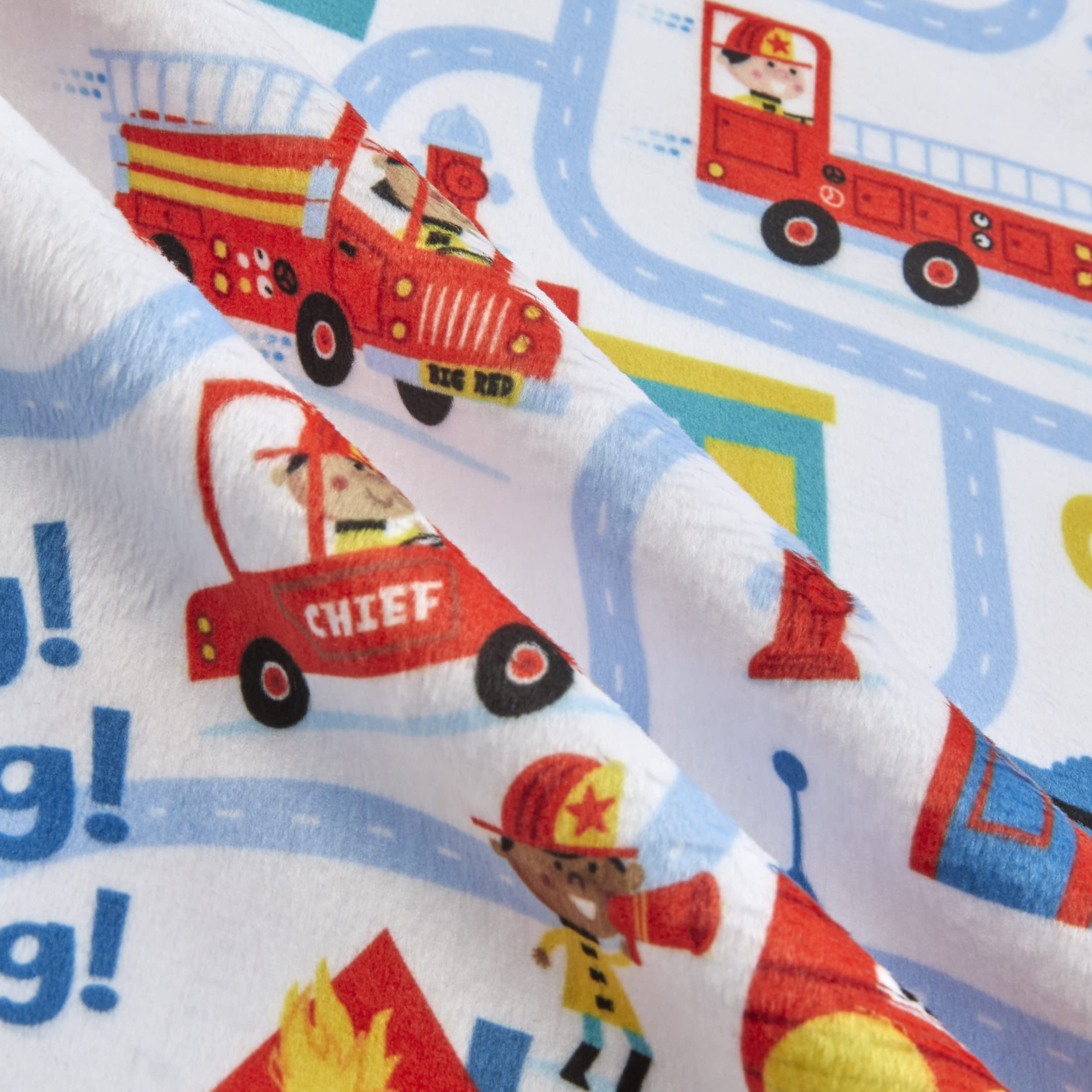 Michael Miller Fabrics Minky Ladder Company 1 Fire! Fire! Multi, Fabric by The Yard