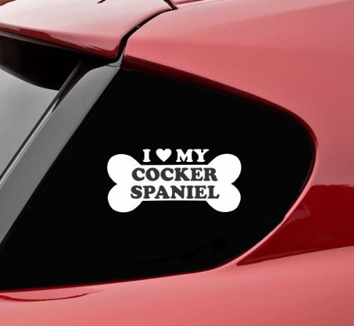 I love my COCKER SPANIEL dog pet paw bone vinyl decal bumper sticker