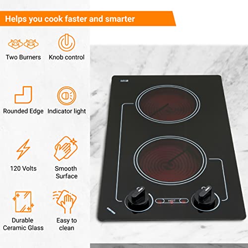 Kenyon B41601 6-1/2-Inch Caribbean 2-Burner Cooktop with Analog Control UL, 120-volt, Black