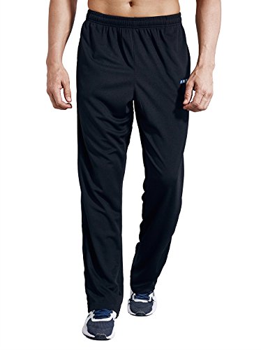 LUWELL PRO Men's Sweatpants with Zipper Pockets Open Bottom Athletic Pants for Jogging, Workout, Gym, Running, Training(0317 BlackGray,M)