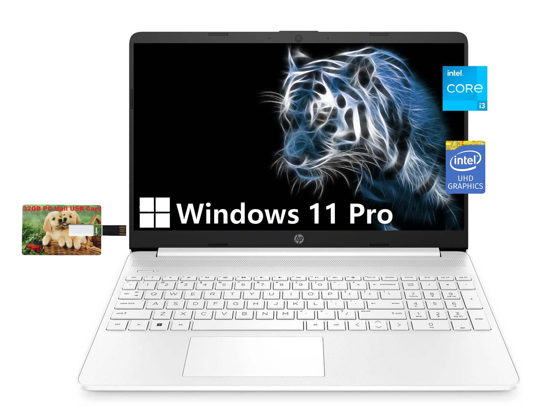 HP Pavilion Business Laptop, 15.6" HD Display, 11th Gen Intel Core i3-1115G4 Processor, Windows 11 Pro, 16GB RAM, 512GB SSD, Webcam, HDMI, Type-C, Numeric Keypad, Long Battery Life, PC Mall USB Card